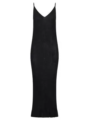 JIL SANDER V-neck Ruffled Midi Dress - Black