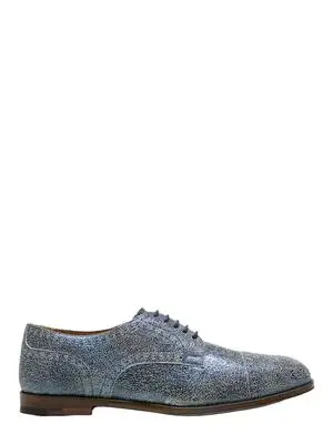 SCAROSSO Semi-brogue Metallic Derby Shoes - Blue