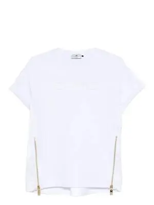 Elisabetta Franchi Embossed Zip T-shirt - White
