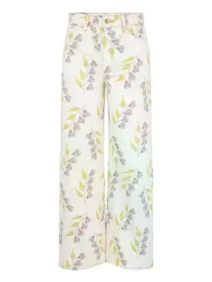 Ulla Johnson Willow Floral-print Wide-leg Jeans - Neutrals