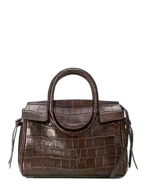 Staud Mini Maude Carryall Croc-effect Tote Bag - Brown