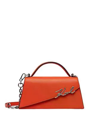Karl Lagerfeld Logo Flap Crossbody Bag - Orange