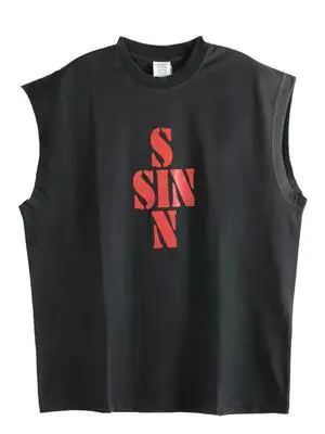 Vetements Graphic Sleeveless T-shirt - Black