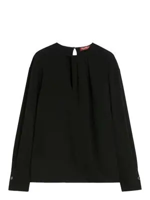 Max Mara Pleated Keyhole Blouse - Black