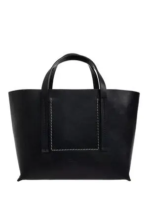 Rick Owens Topstitch Leather Tote Bag - Black