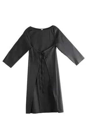 BASERANGE Tie Long-sleeve Midi Dress - Black