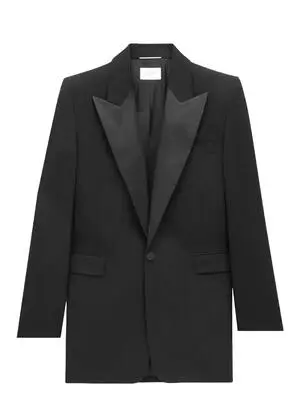 Saint Laurent Shawl-lapel Wool Jacket - Black