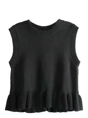 Cecilie Bahnsen Ruffled Sleeveless Top - Black