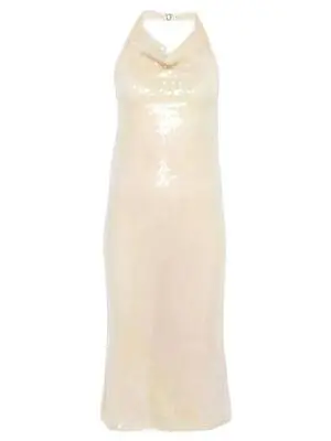 Oseree Halterneck Midi Dress - Neutrals