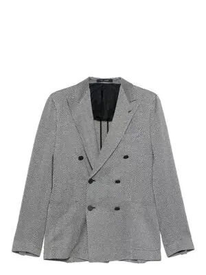 Tagliatore Herringbone Double-breasted Blazer - Blue