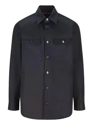 Gucci Monogram-button Shirt - Blue