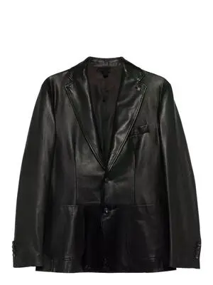 Tagliatore Single-breasted Leather Blazer - Black