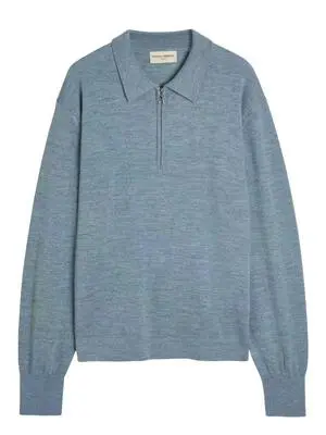Officine Générale Half-zip Polo Sweater - Blue