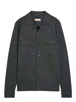 AURELIEN Pocket Button Overshirt - Grey