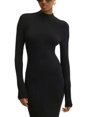 LA MANIA Fallon High-neck Long Dress - Black