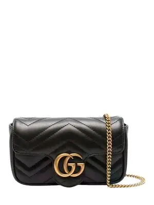 Gucci Chevron-Quilted Crossbody Bag With GG Logo Black