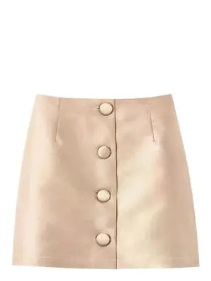 DESTREE Lucio Button Mini Skirt - Neutrals