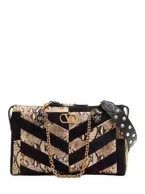 Valentino Garavani Panthea Patchwork Shoulder Bag - Black