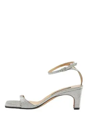 SERGIO ROSSI Glitter Ankle-strap Block Heel Sandals - Silver