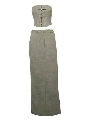 Alessandra Rich Corset Skirt Set - Grey