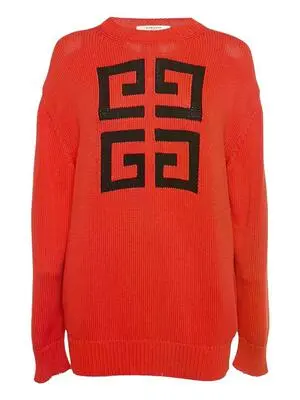 Givenchy Logo-intarsia Oversized Cotton Sweater - Red