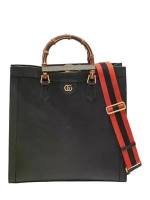 Gucci Diana Bamboo Leather Tote Bag - Black