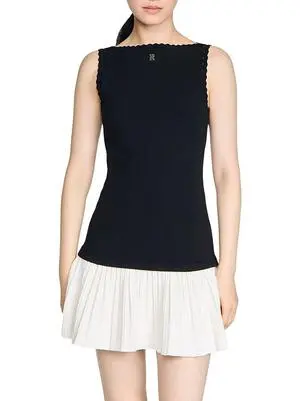 Sandro Two-tone Short Dress - Black