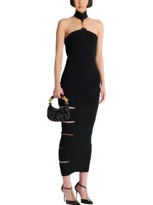 Balmain Long Dress With Embellished Detail - Black