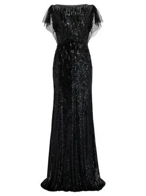 Jenny Packham Bonnie Sequin Tulle Dress - Black
