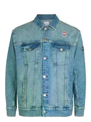 AN-Y1 Star-panelled Stretch-denim Jacket - Blue