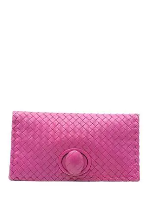 Bottega Veneta 2011 Nappa Intrecciato Turn Lock Clutch Bag - Pink