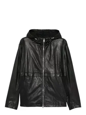 Tagliatore Hooded Zip-up Leather Jacket - Black