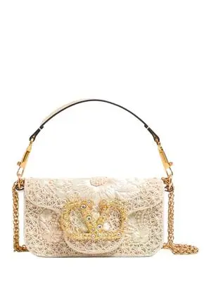 Valentino Garavani Locò Embroidered Shoulder Bag - Neutrals