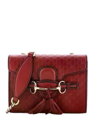 Gucci Emily Chain Flap Bag Microissima Leather Mini Shoulder Bag - Red