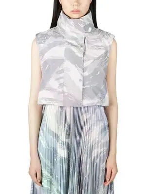 Moncler X Hyke Abstract-print Cropped Gilet - Grey