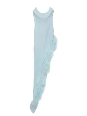 David Koma Feather Asymmetric Dress - Blue