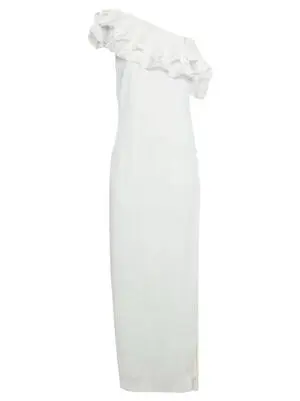 Badgley Mischka Ruffled Lace Dress - White
