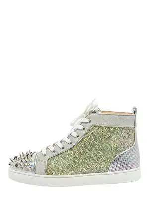 CHRISTIAN LOUBOUTIN Pik Pik Iridescent Crystal Trainers - Silver