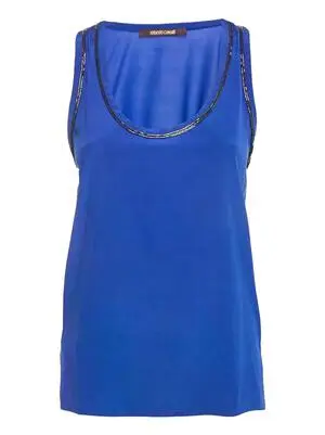 Roberto Cavalli Beaded Silk Top - Blue
