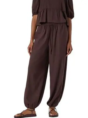 HUSH Tove Linen Balloon Beach Pants - Dark Brown