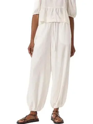 HUSH Tove Linen Balloon Beach Pants - Pearl White