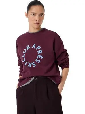 HUSH Après Ski Club Graphic Sweatshirt - Dark Wine Red