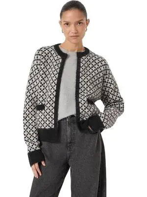 HUSH Jacquard Wool Edge-to-edge Cardigan - Black