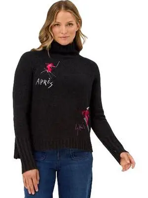Krimson Klover Janica Embroidered Skiers Sweater - Black