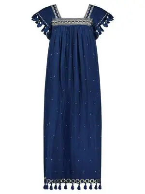 MER ST. BARTH Maxi Sandrine Tassels Dress - Blue