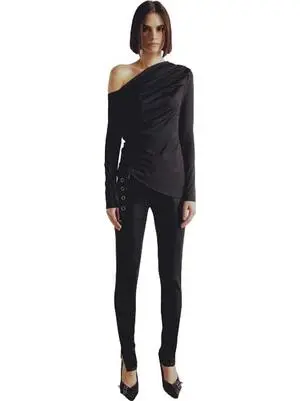 PCFG Draped Long Sleeve Top - Black