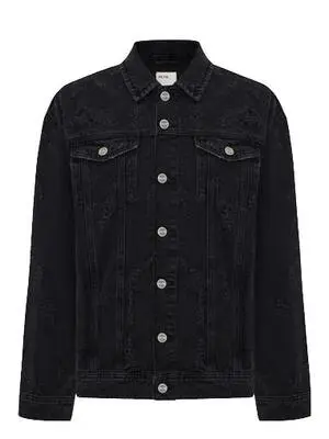 PCFG Cotton Distressed Denim Jacket - Black