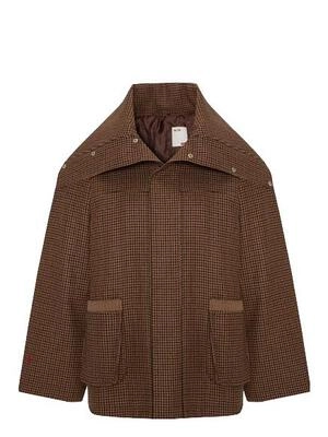 PCFG Wool & Cashmere Blend Checked Puffer Coat - Brown