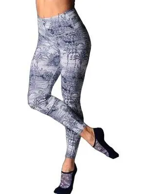 TAVI High Waisted Legging Navy Tropic Toile