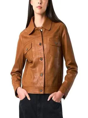 VELEZ Kalahari Leather Trucker Jacket - Honey